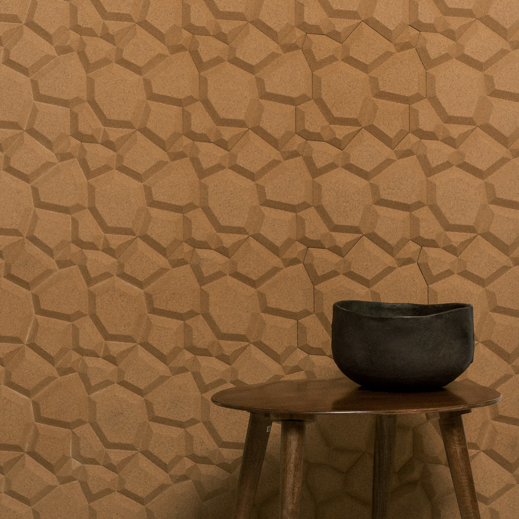 Muratto® Organic "Beehive Natural" Honeycomb Pattern Luxury Cork Wall