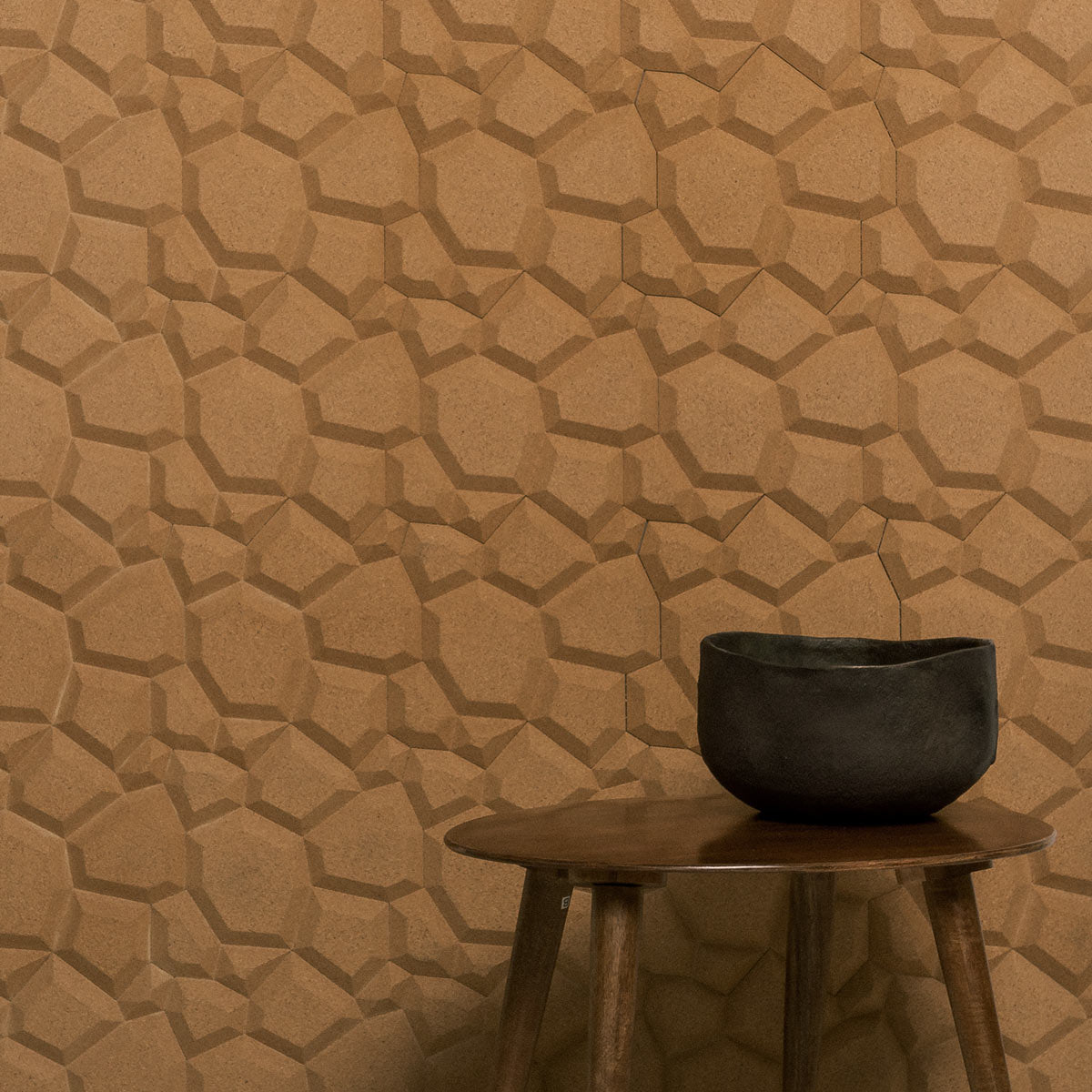 Muratto® Organic "Beehive Natural" Honeycomb Pattern Luxury Cork Wall